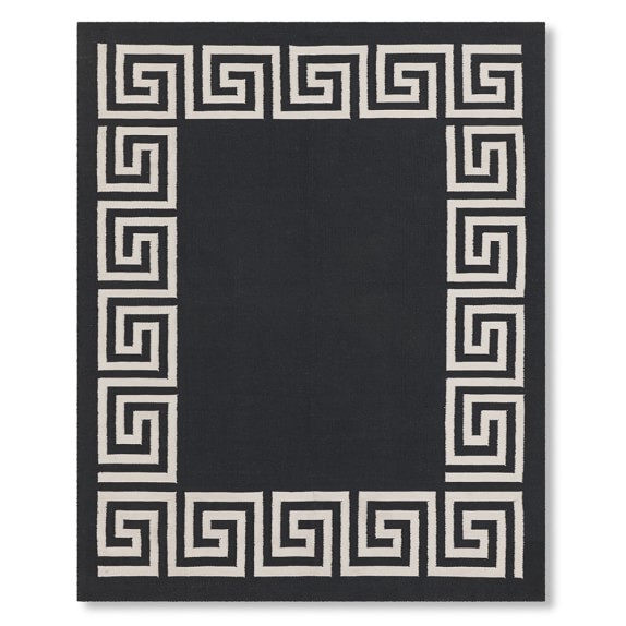 Greek Key Border Indoor/Outdoor Rug, Black | Williams Sonoma
